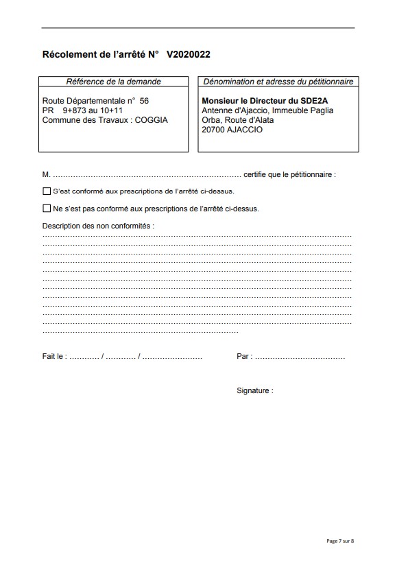 Arrêté permission de voirie